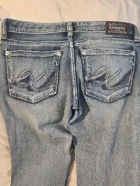 Express | Jeans | Express Womens Light Wash Straight Leg Distressed ...